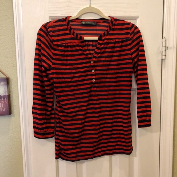 Outback Red | Tops | Outback Red Striped Henley Navy And Red | Poshmark